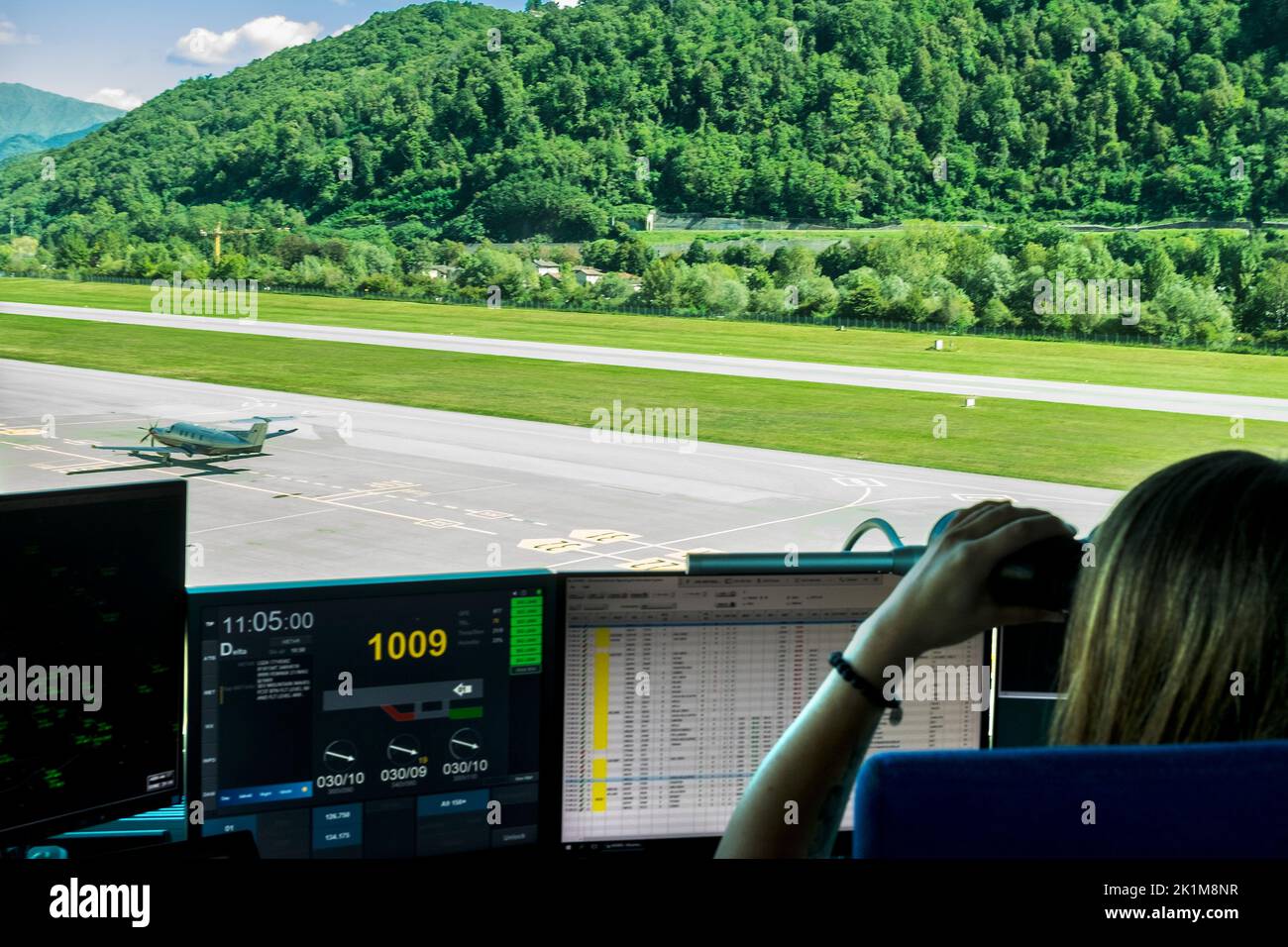 Switzerland, Canton Ticino, Lugano, Agno Airport, control tower Stock Photo - Alamy