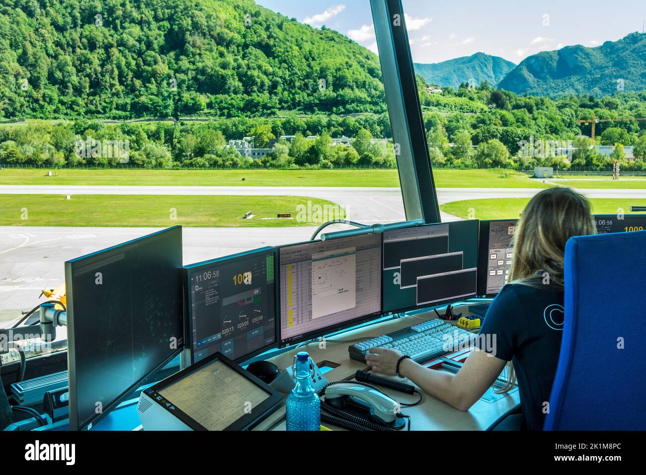 Switzerland, Canton Ticino, Lugano, Agno Airport, control tower Stock Photo - Alamy