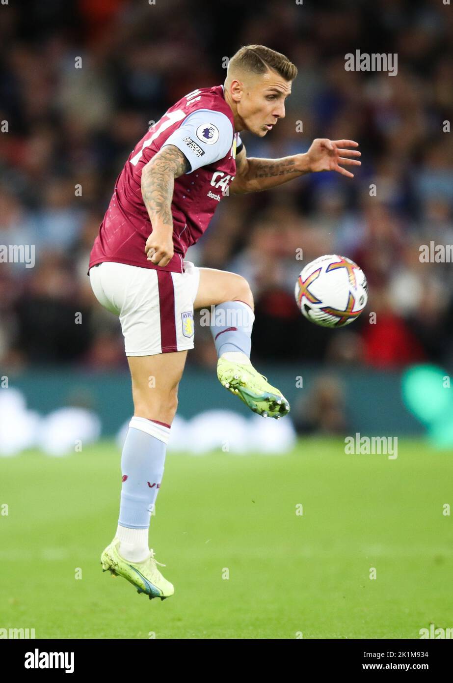 Aston Villa's Lucas Digne during the Premier League match at Villa Park, Birmingham. Picture ...