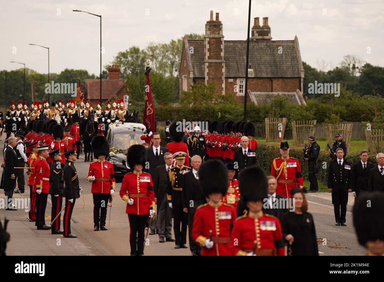 The State Hearse carrying the coffin of Queen Elizabeth II, draped in ...