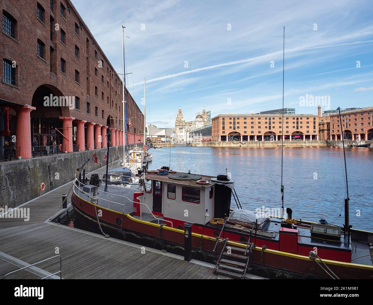 Albert Dock Liverpool Merseyside UK Sept 2022 boats alongside the ...