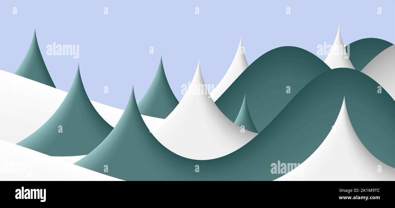 abstract winter season wavy background, 3d layers landscape Stock ...