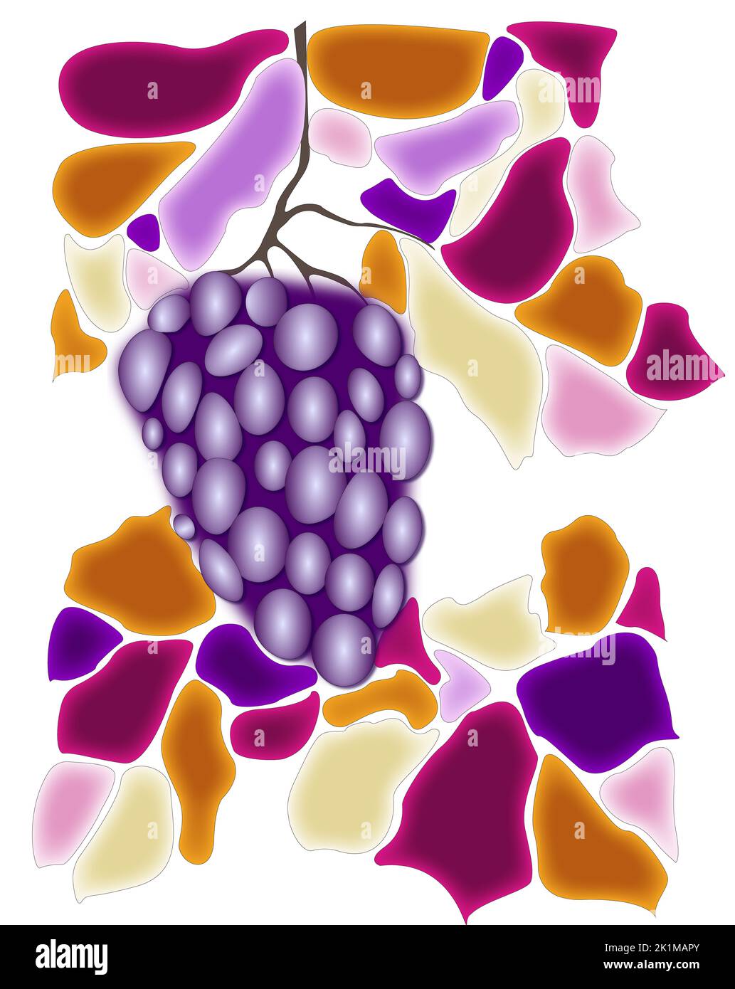 Autumn theme. Purple grapes, color three-dimensional shapes of fruit ...