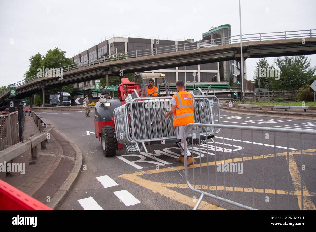 London, UK. 19th Sep, 2022. HM the Queen's Funeral passes through ...