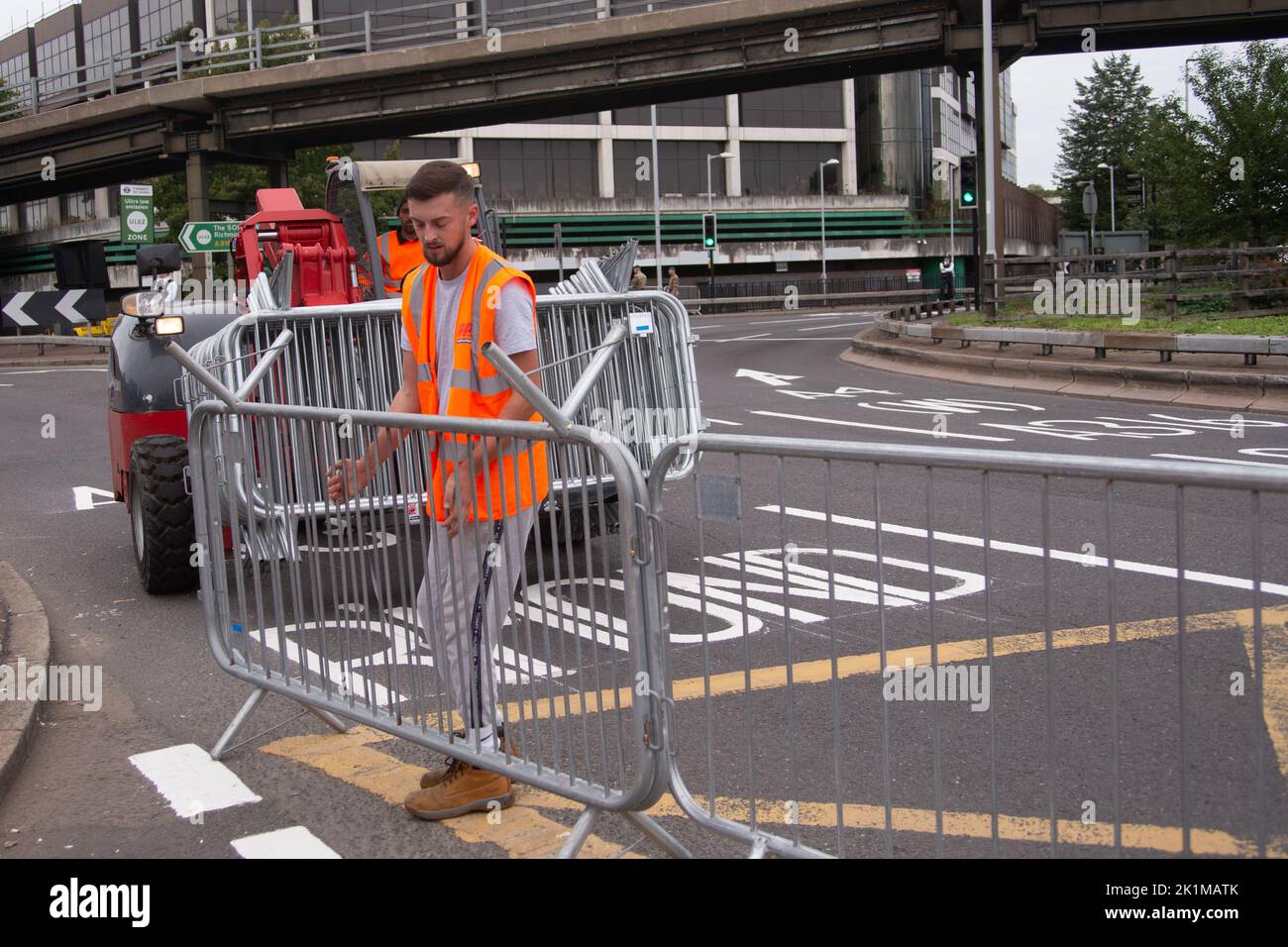London, UK. 19th Sep, 2022. HM the Queen's Funeral passes through ...
