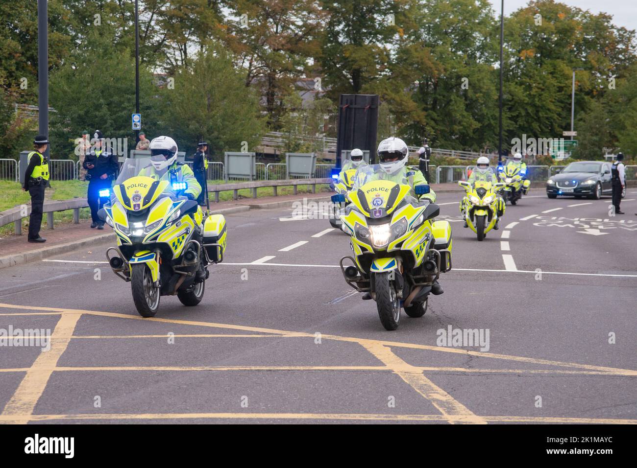 London, UK. 19th Sep, 2022. HM the Queen's Funeral passes through ...