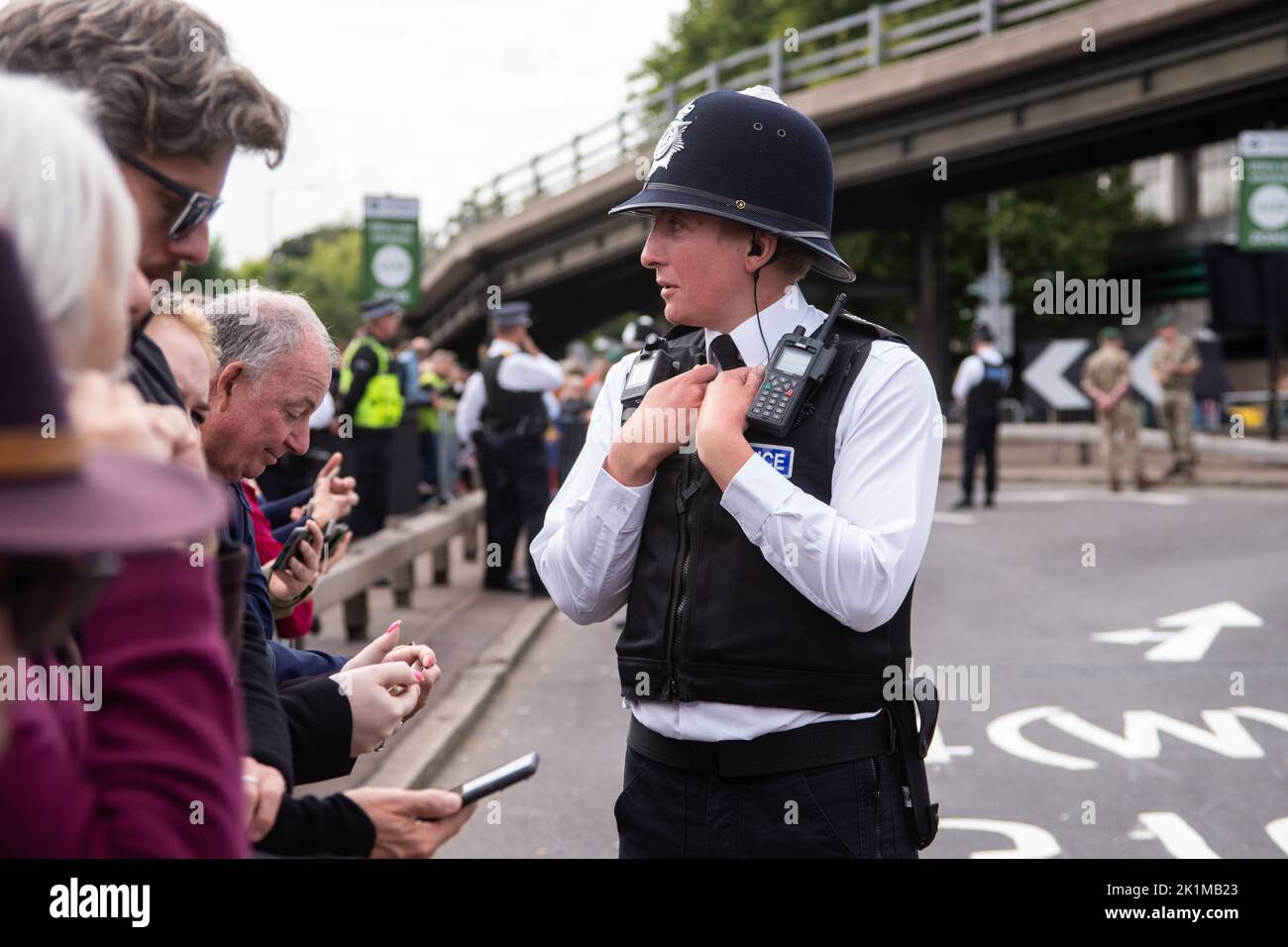 London, UK. 19th Sep, 2022. HM the Queen's Funeral passes through ...