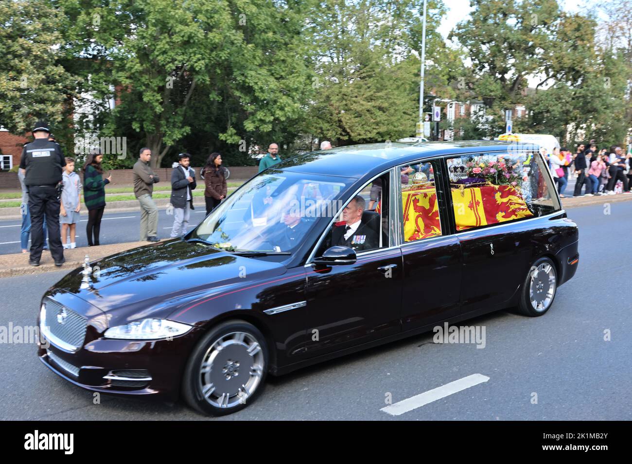 Her Majesty Queen Elizabeth II State Funeral Procession by State Hearse from Westminster Abbey ...