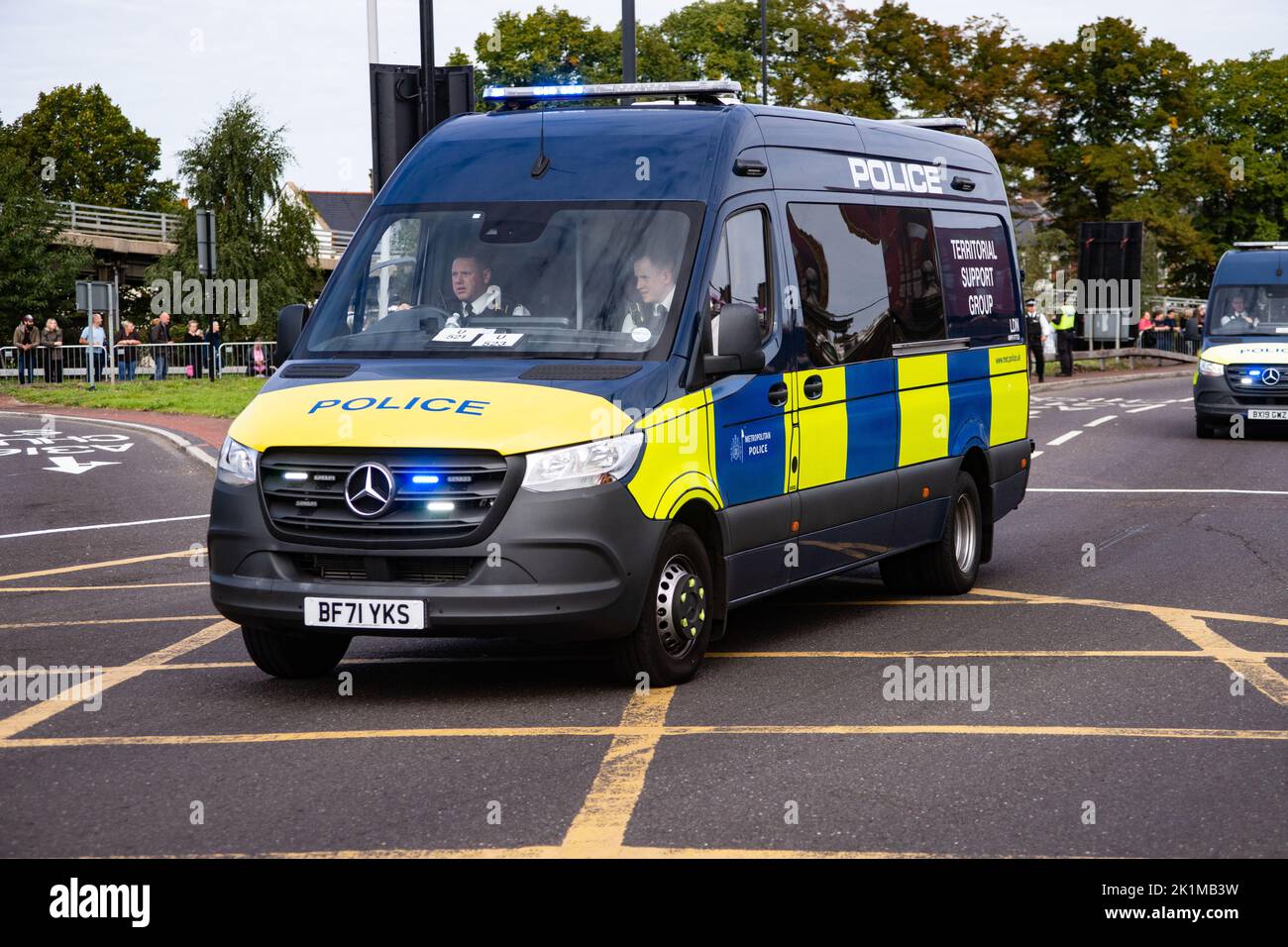 London, UK. 19th Sep, 2022. HM the Queen's Funeral passes through ...