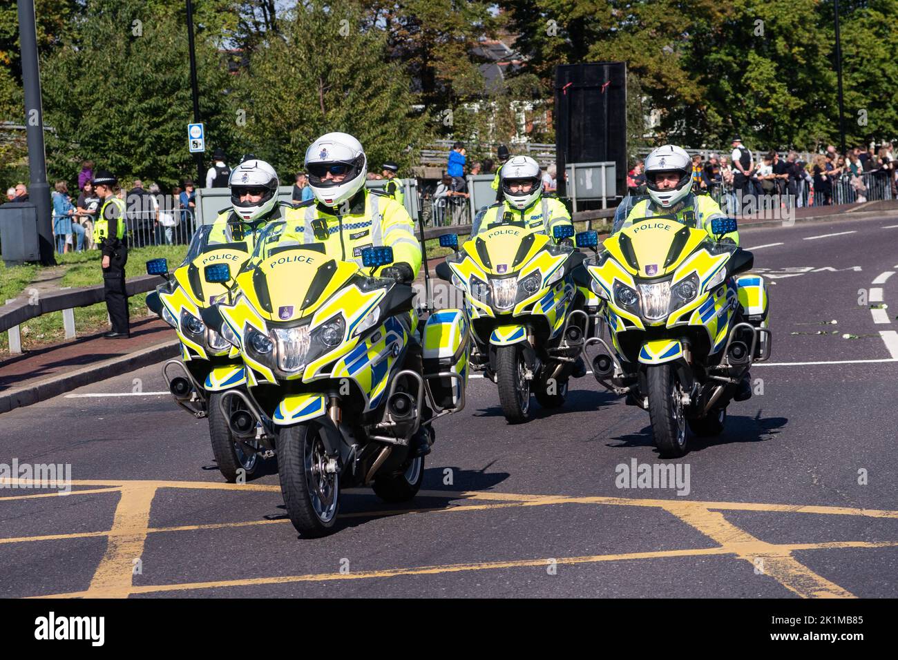 London, UK. 19th Sep, 2022. HM the Queen's Funeral passes through ...