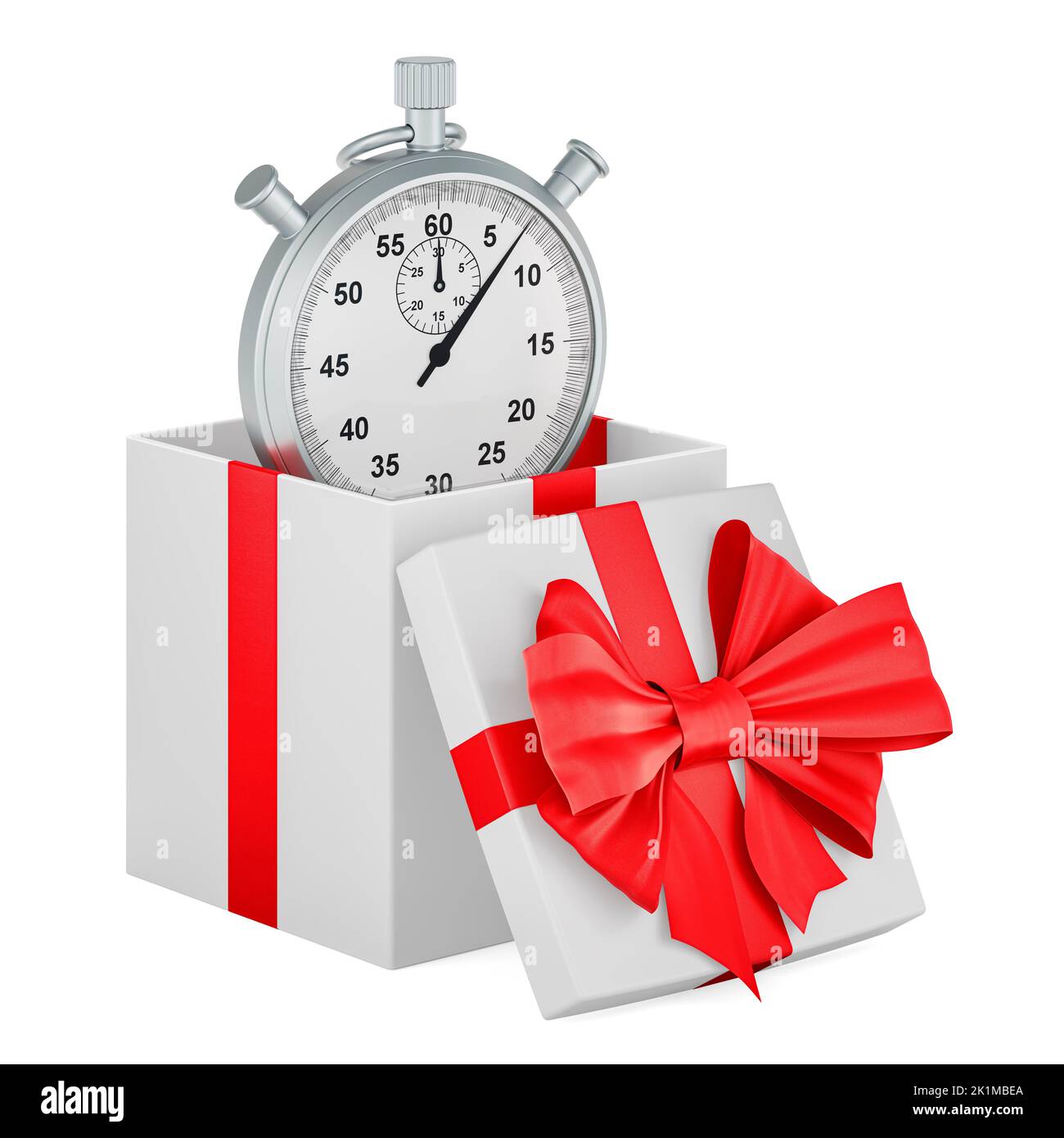 Stopwatch inside gift box, gift concept. 3D rendering isolated on white ...
