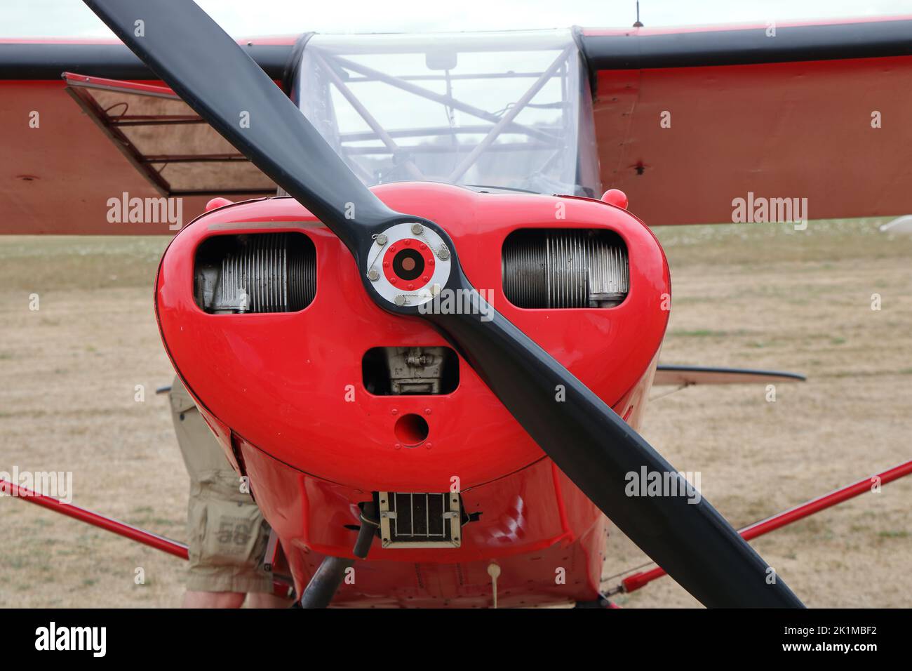 General aviation aircraft on the open door in Kiewit Hasselt, Belgium ...