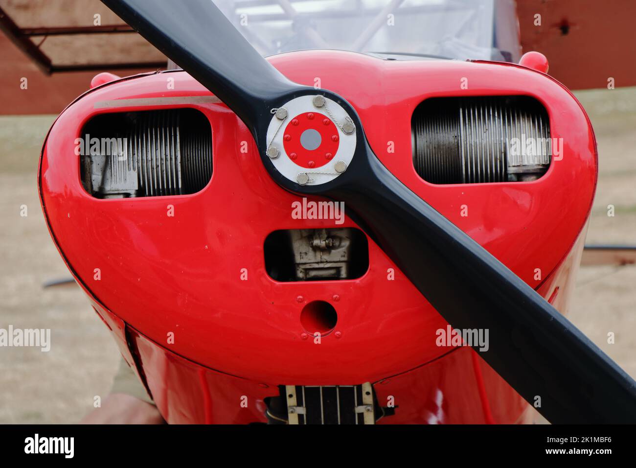 General aviation aircraft on the open door in Kiewit Hasselt, Belgium ...