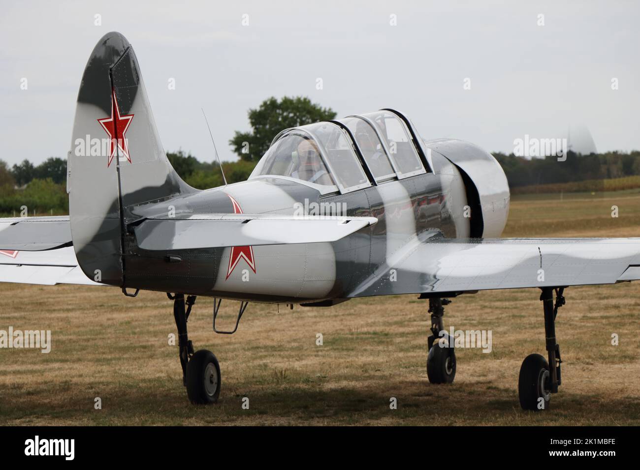 General aviation aircraft on the open door in Kiewit Hasselt, Belgium ...