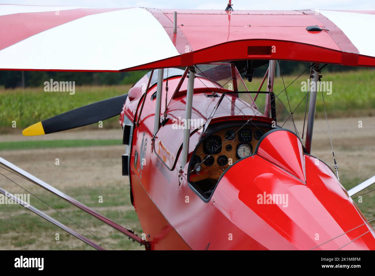 General aviation aircraft on the open door in Kiewit Hasselt, Belgium ...