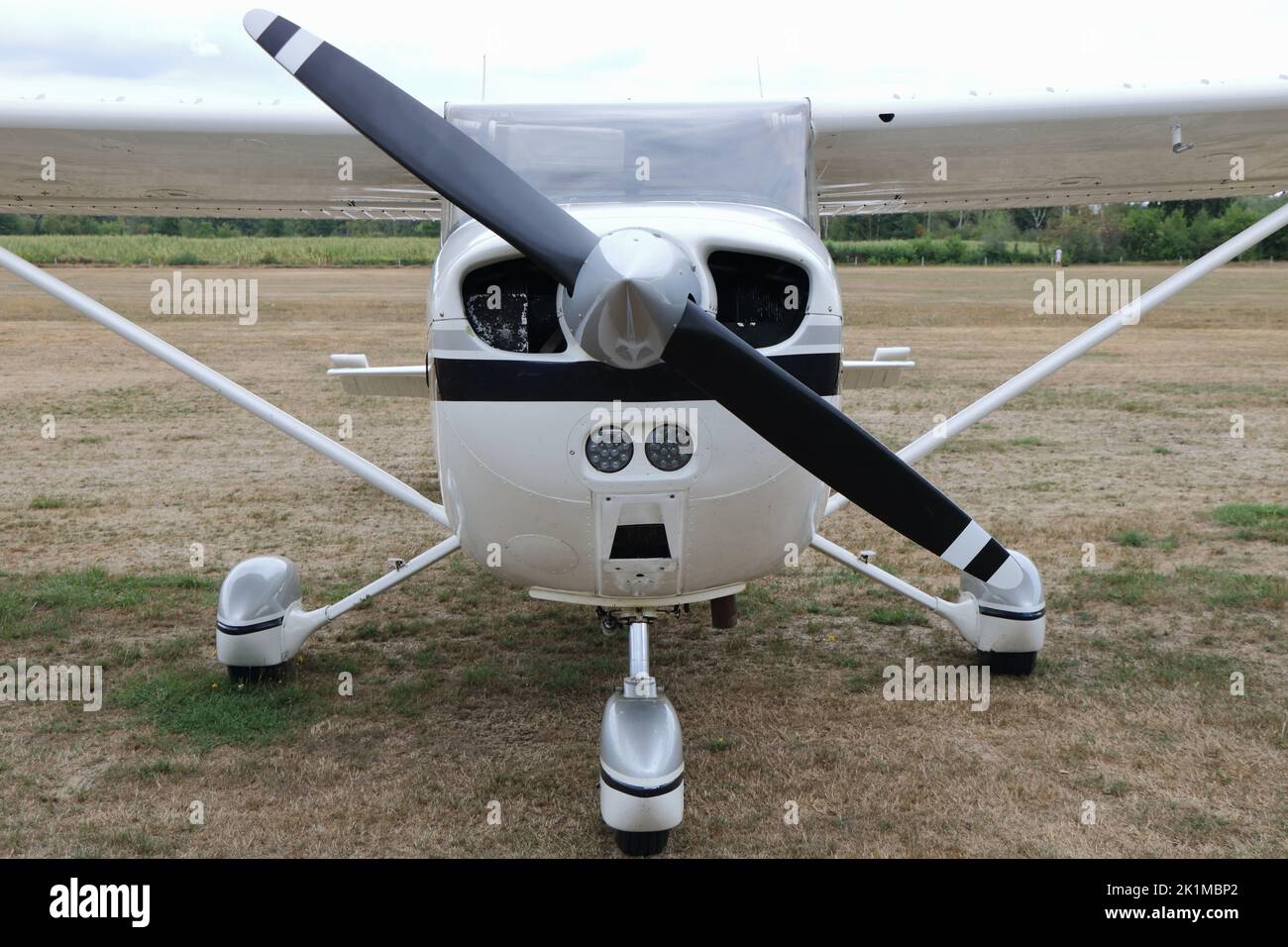 General aviation aircraft on the open door in Kiewit Hasselt, Belgium ...