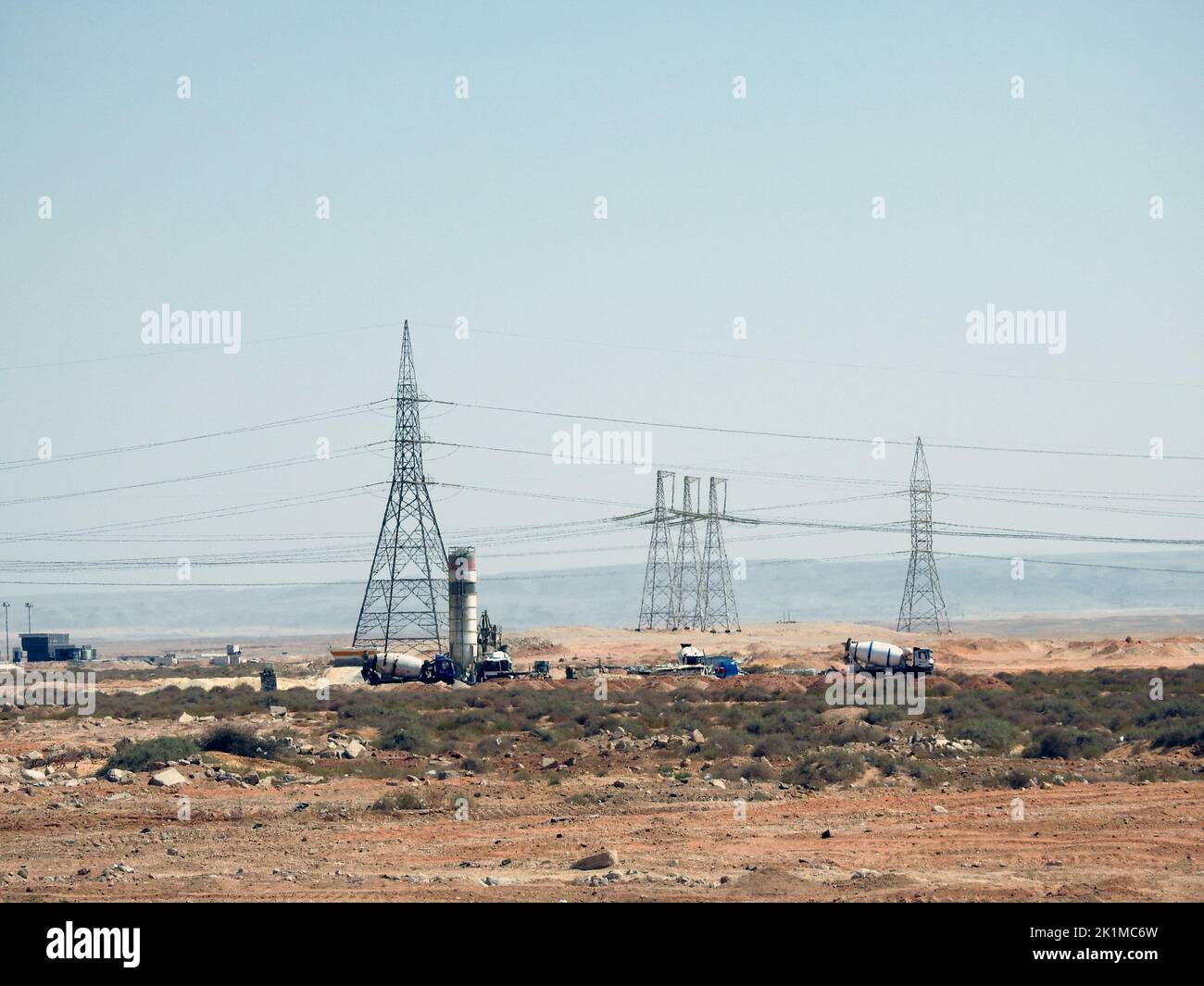 Suez, Egypt, August 12 2022: compact concrete batching plant equipment ...