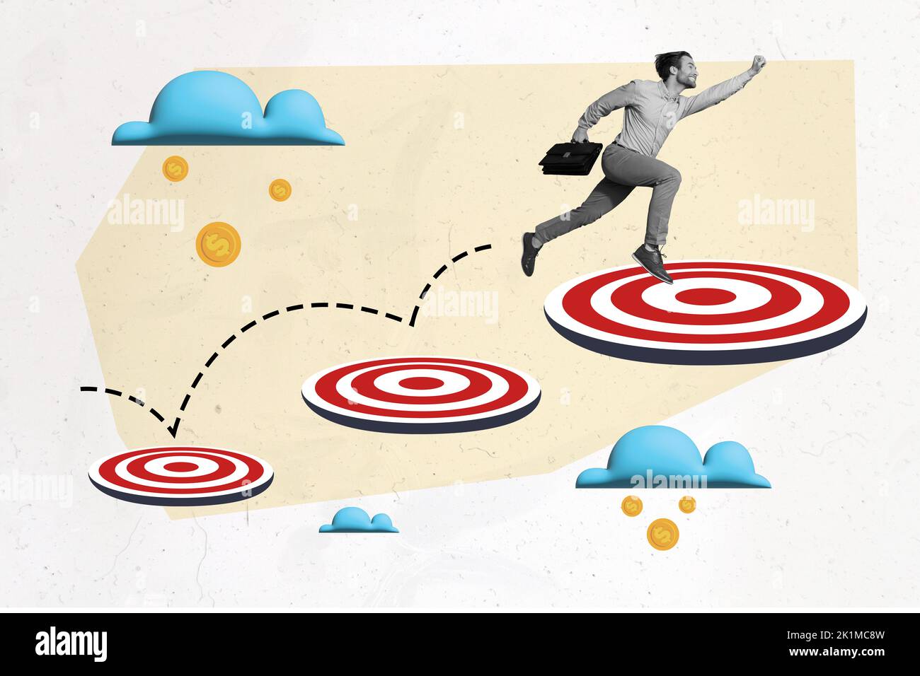 Creative 3d photo collage poster postcard artwork of hardworking man ...