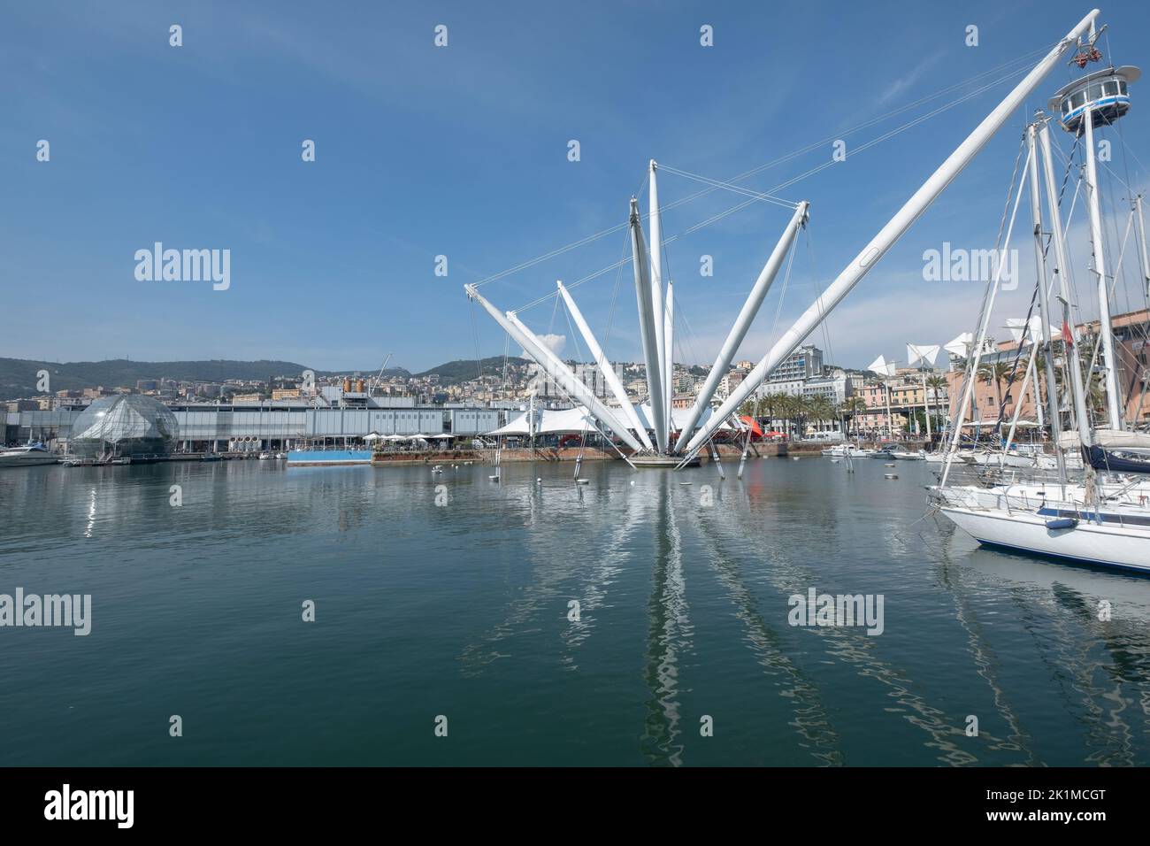 The Old Port of Genoa, where a charming waterfront plaza, the work of ...
