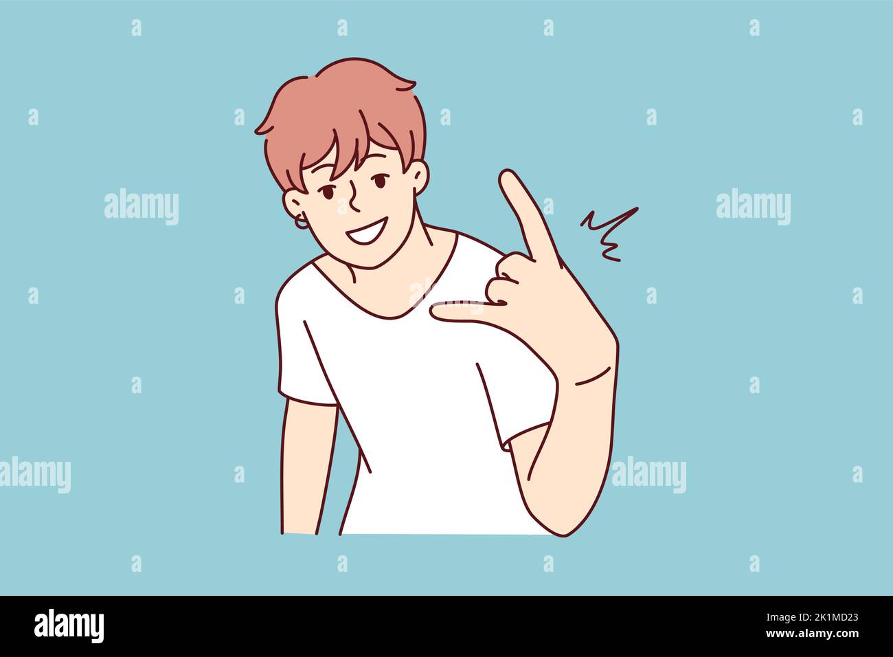 Cool young man show hand gesture. Smiling millennial guy demonstrate ...