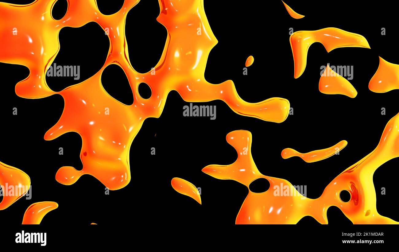 Fluid metallic drops y2k orange background. Dynamic iridescent ...