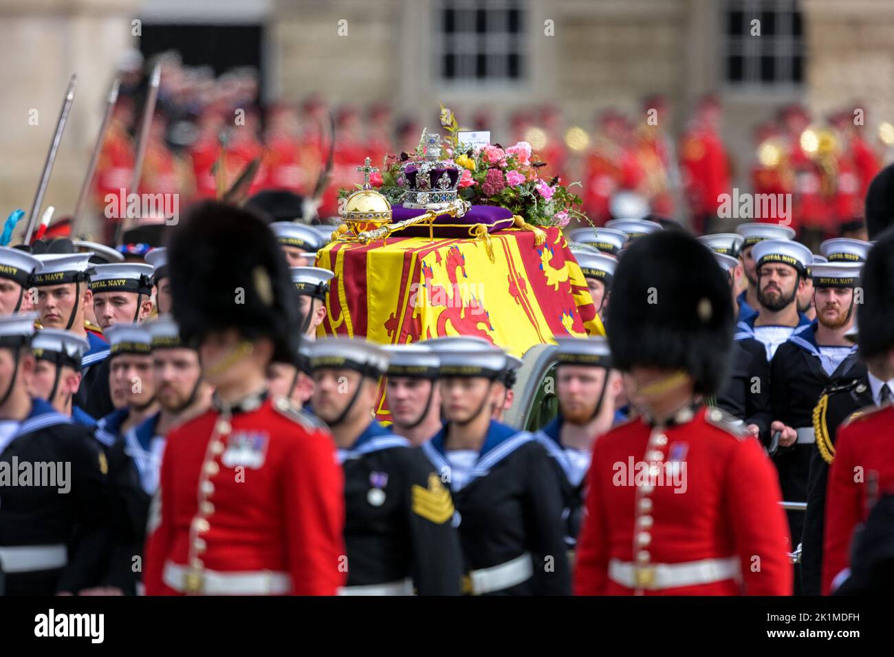 London, UK. 19th Sep, 2022. The State Gun Carriage carries the coffin ...