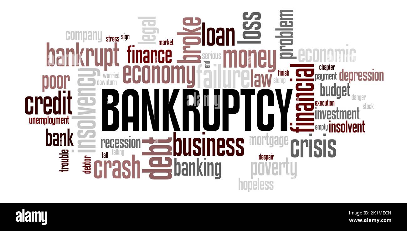 The word cloud with the text BANKRUPTCY and other tags related to ...