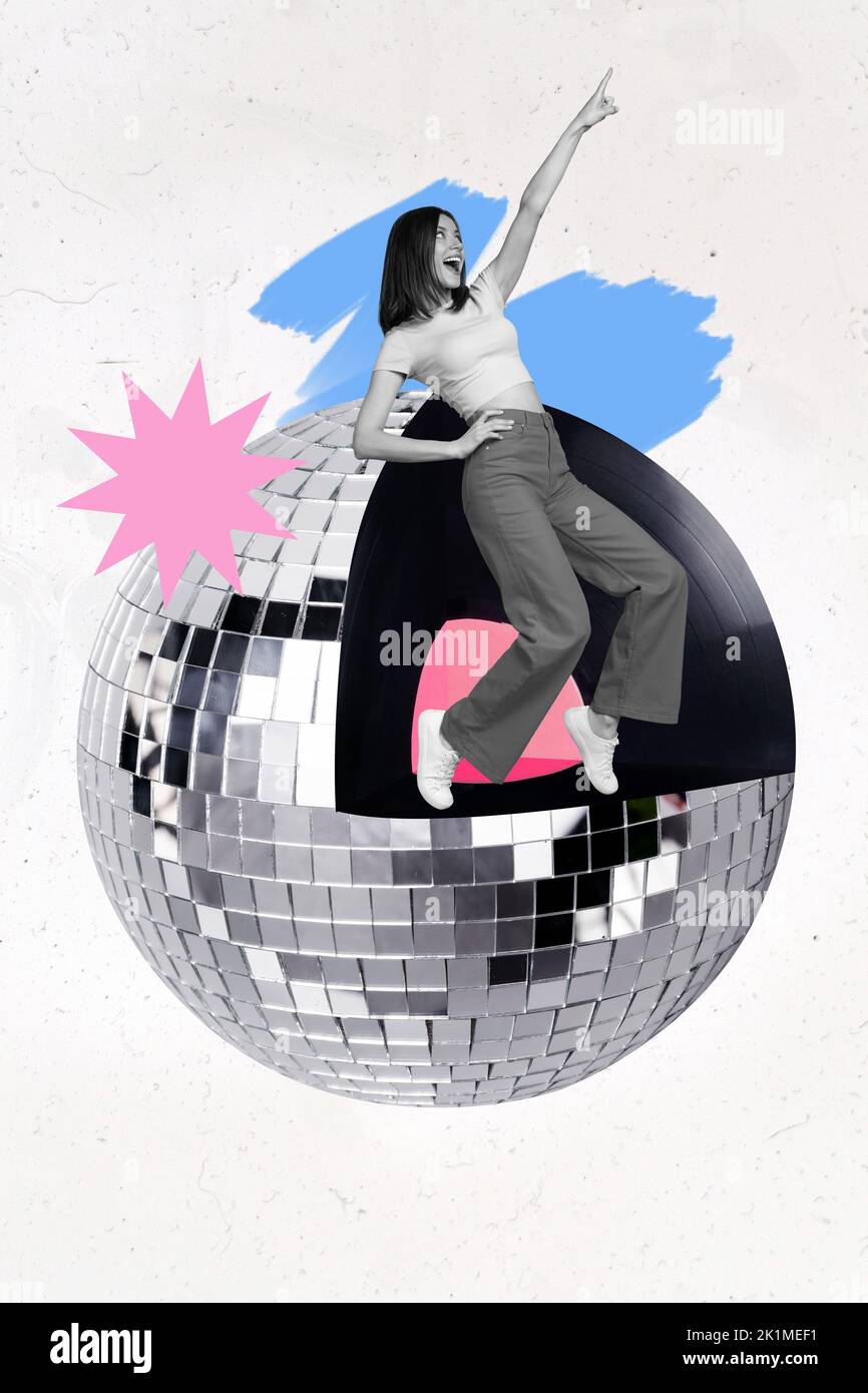 Vertical photo collage of nice lovely pretty gorgeous woman stand on ...