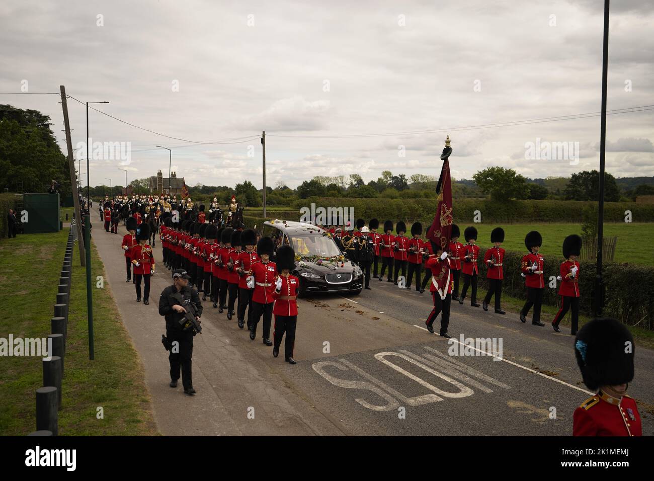 The State Hearse carrying the coffin of Queen Elizabeth II, draped in ...