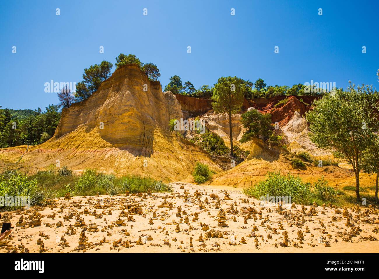 Cairns Formations in front of Colourful Ochres of the French Provencal ...