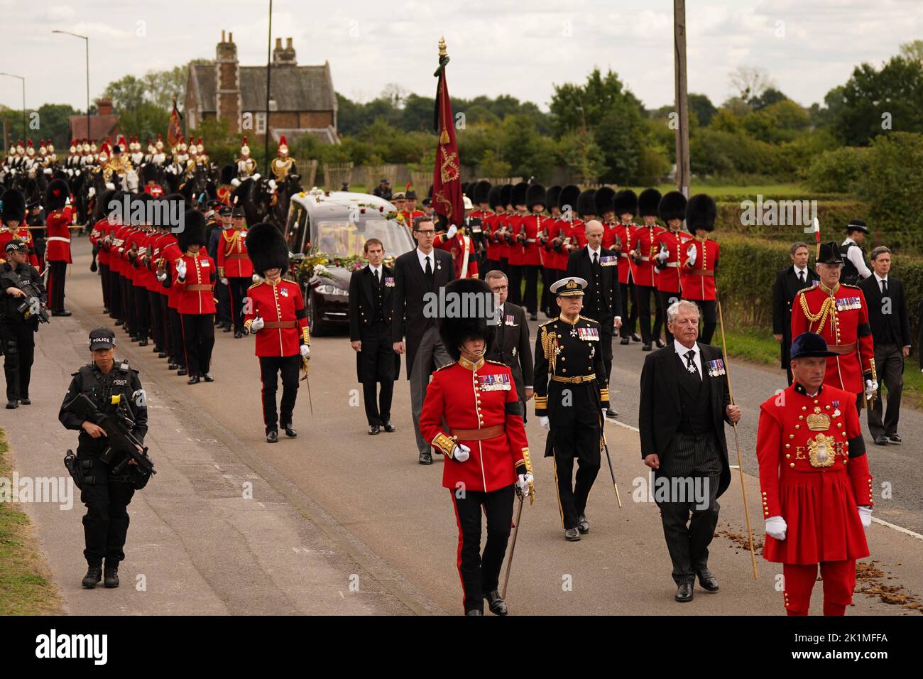 The State Hearse carrying the coffin of Queen Elizabeth II, draped in ...