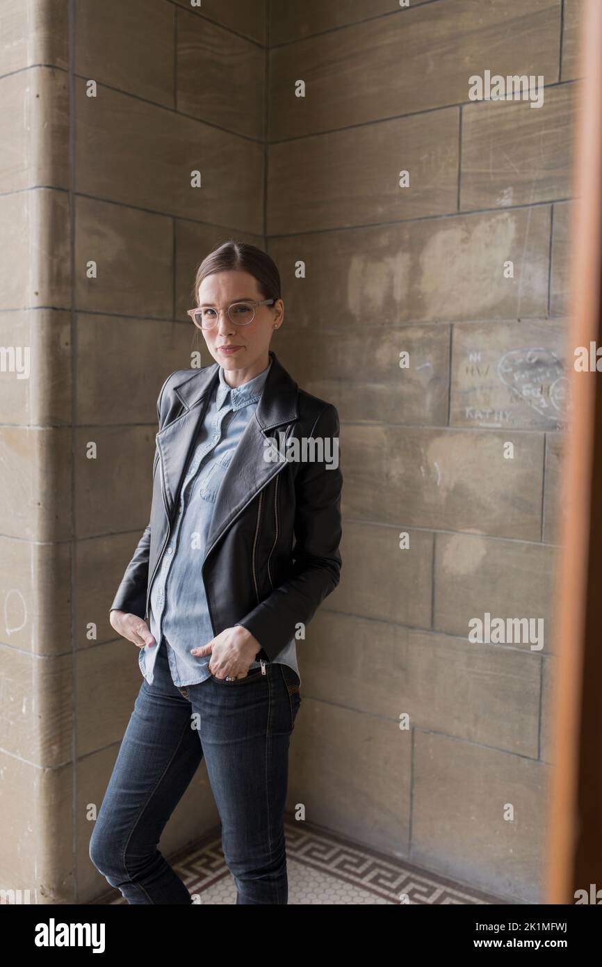 Fashion leather woman mature hi-res stock photography and images - Alamy