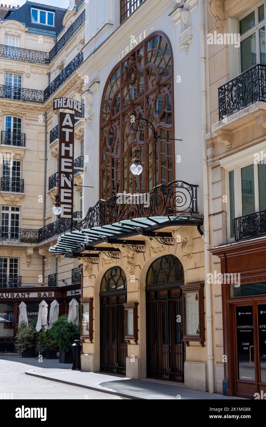 View of the facade of the Athénée Louis-Jouvet theater, located in the ...