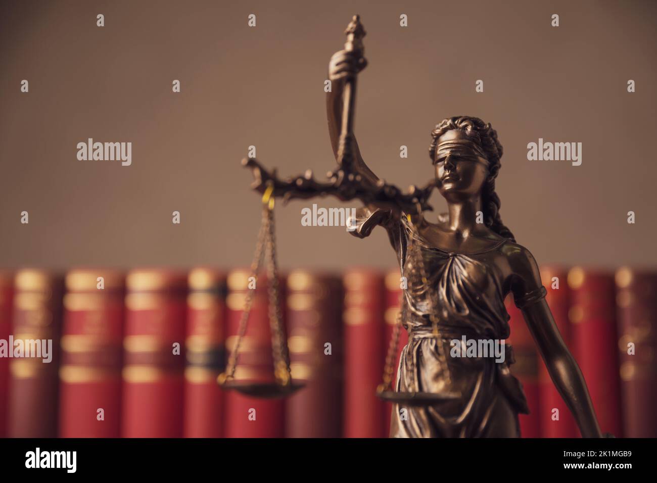 international bronze symbol of law represented by blindfolded goddess ...