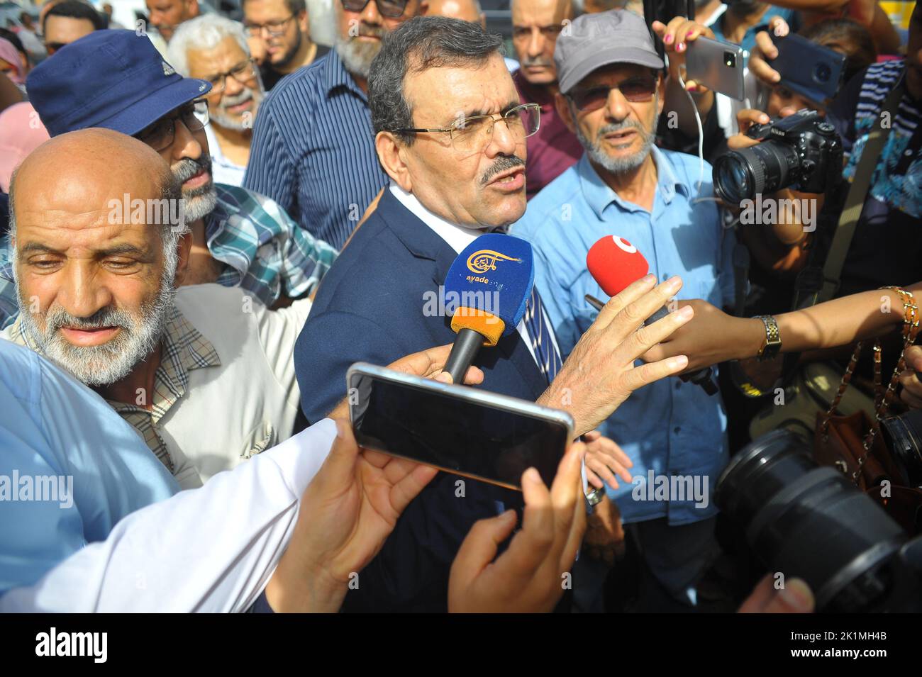 Tunis, Tunisia. 19th Sep, 2022. Ali Larayedh vice-president of the Ennahdha Islamic party ...