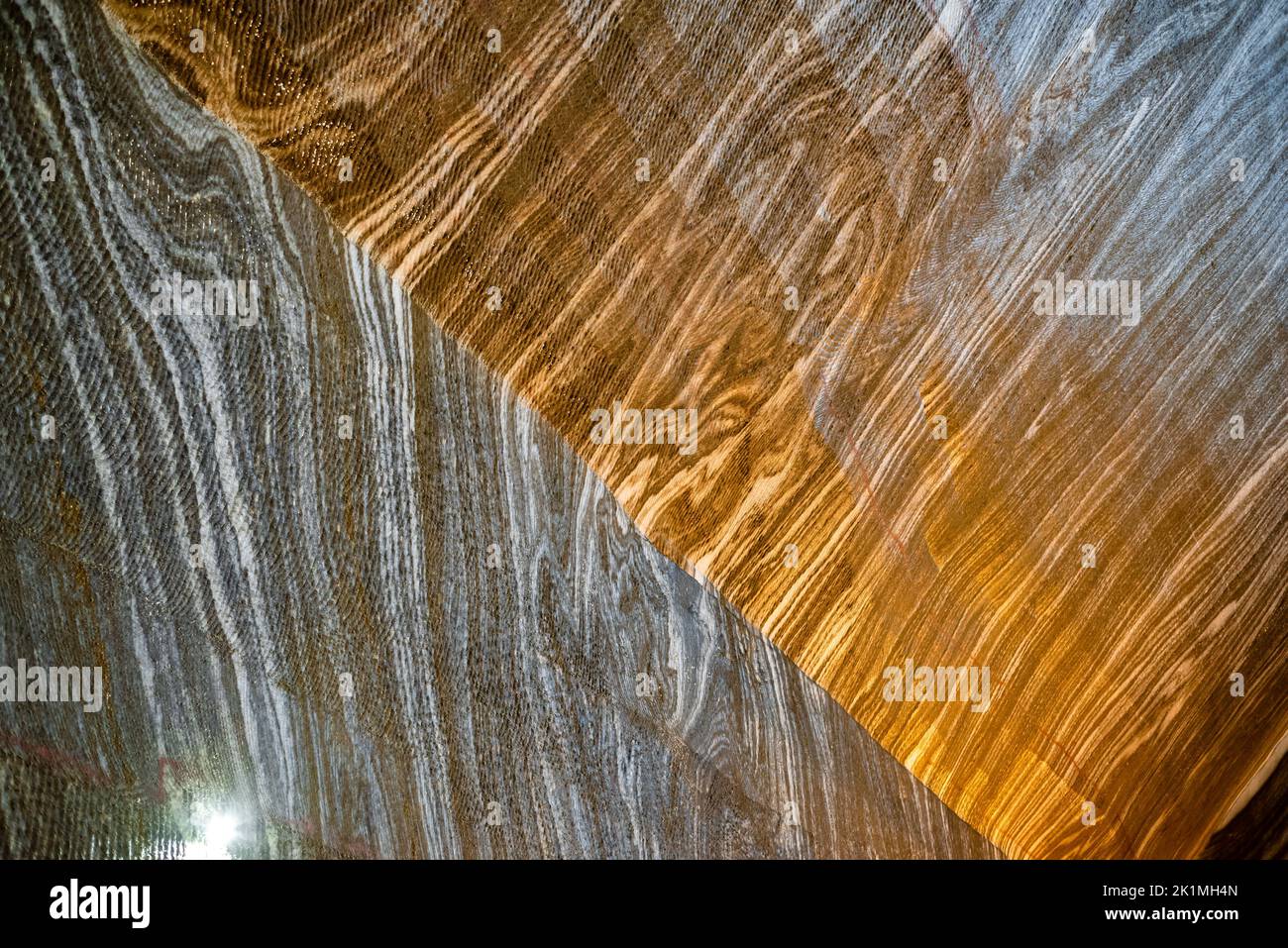 A closeup of a salt mine wall with beautiful textures and patterns ...