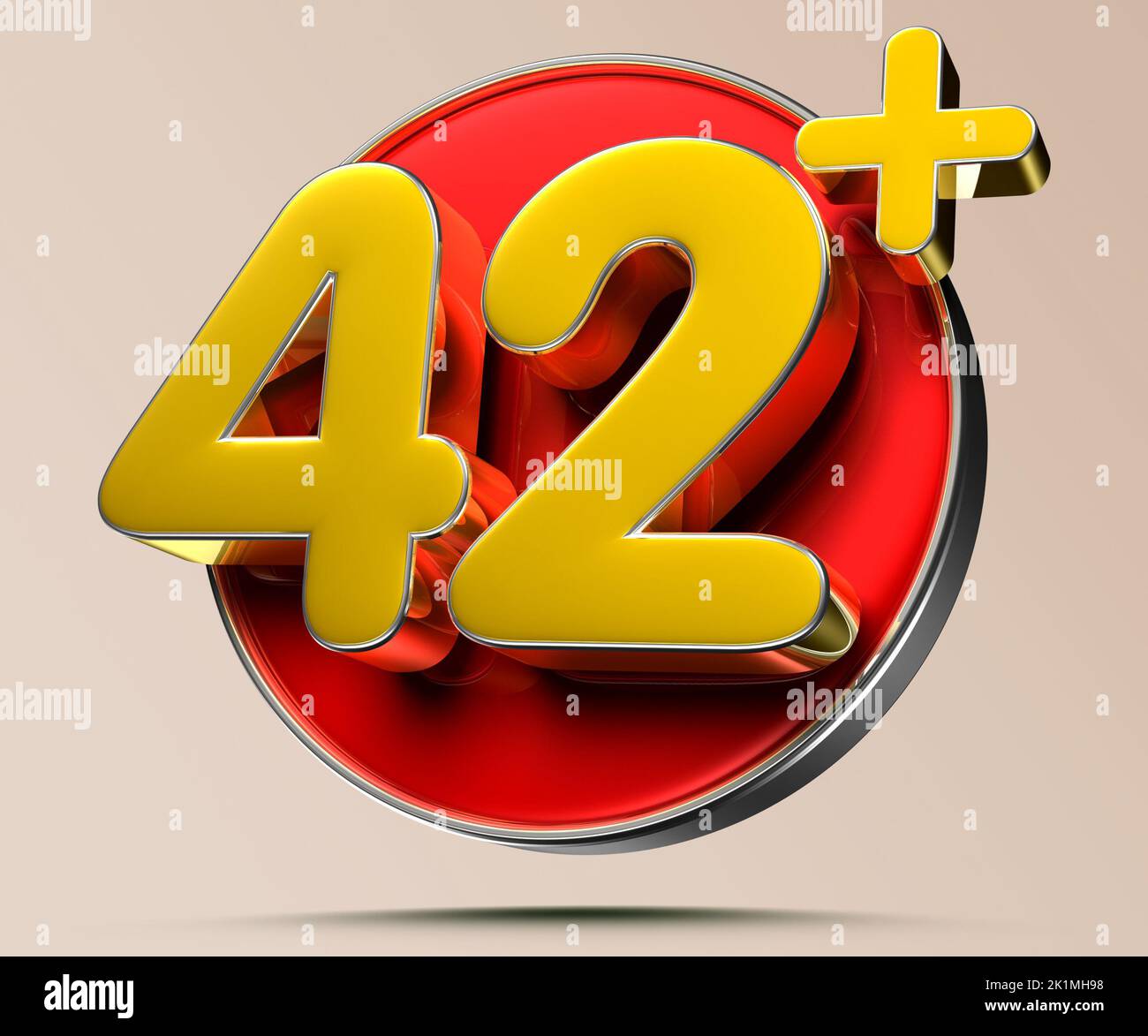 42 plus 3D illustration on light cream background have work path ...
