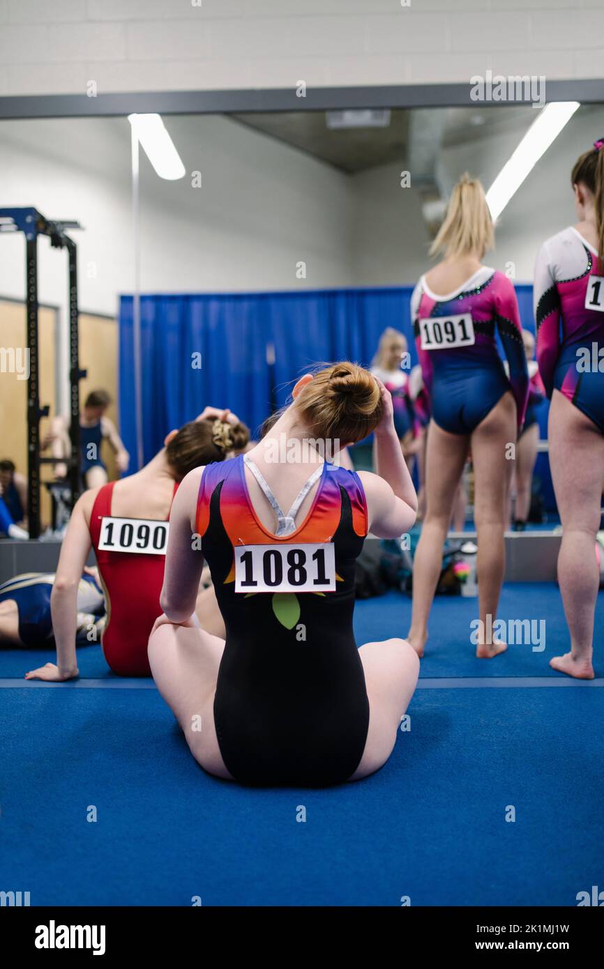 Rear view gymnast hi-res stock photography and images - Alamy