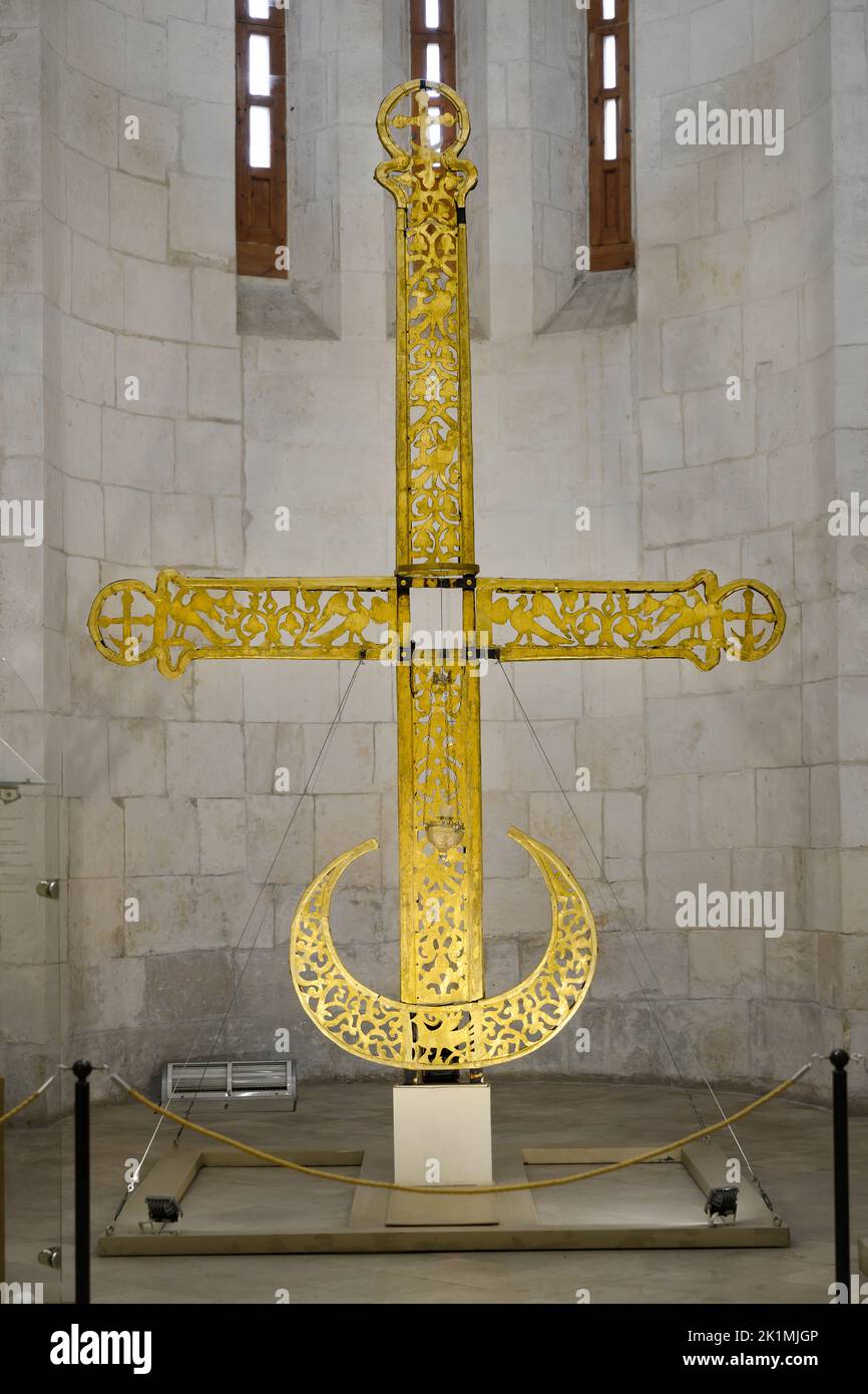 An ancient gilded cross from the dome of the 12th century Dmitrievsky ...