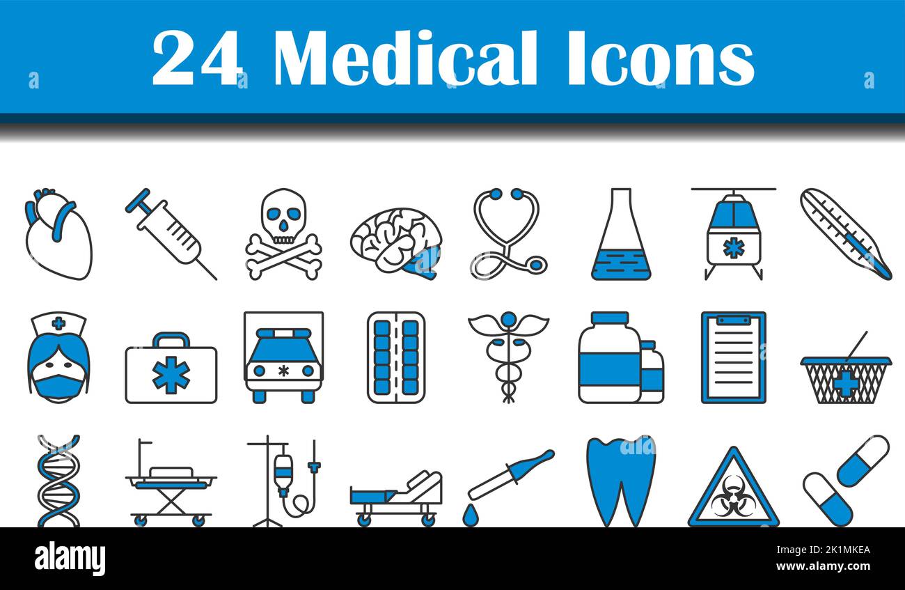 Medical Icon Set. Editable Bold Outline With Color Fill Design. Vector ...