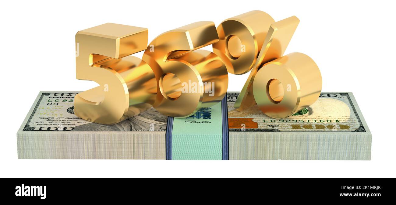 The Number 56% on top of 100 Dollar bills Stock Photo - Alamy