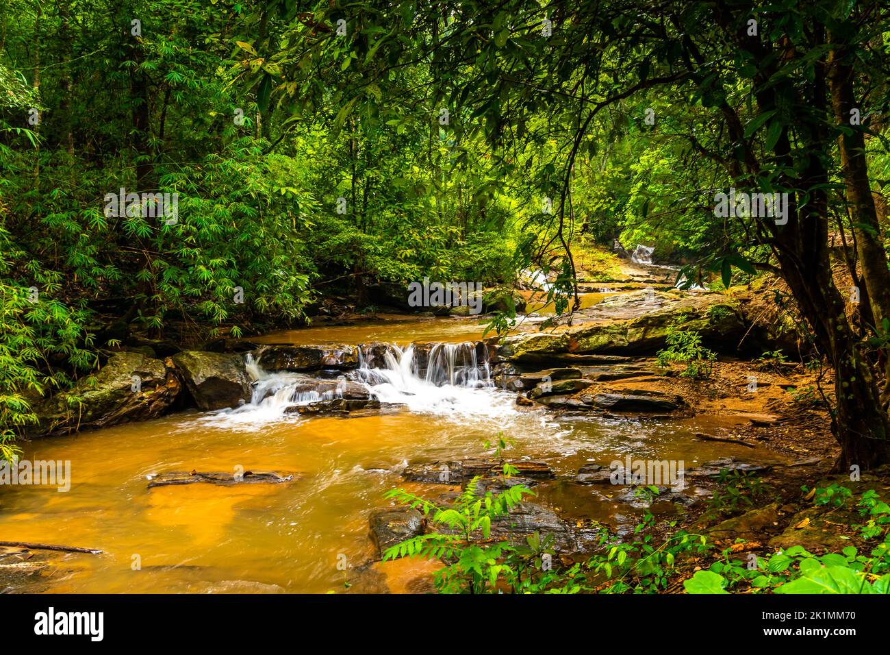 Beautiful waterfall Mae Sa, Thailand. Fresh and pure water stream is ...