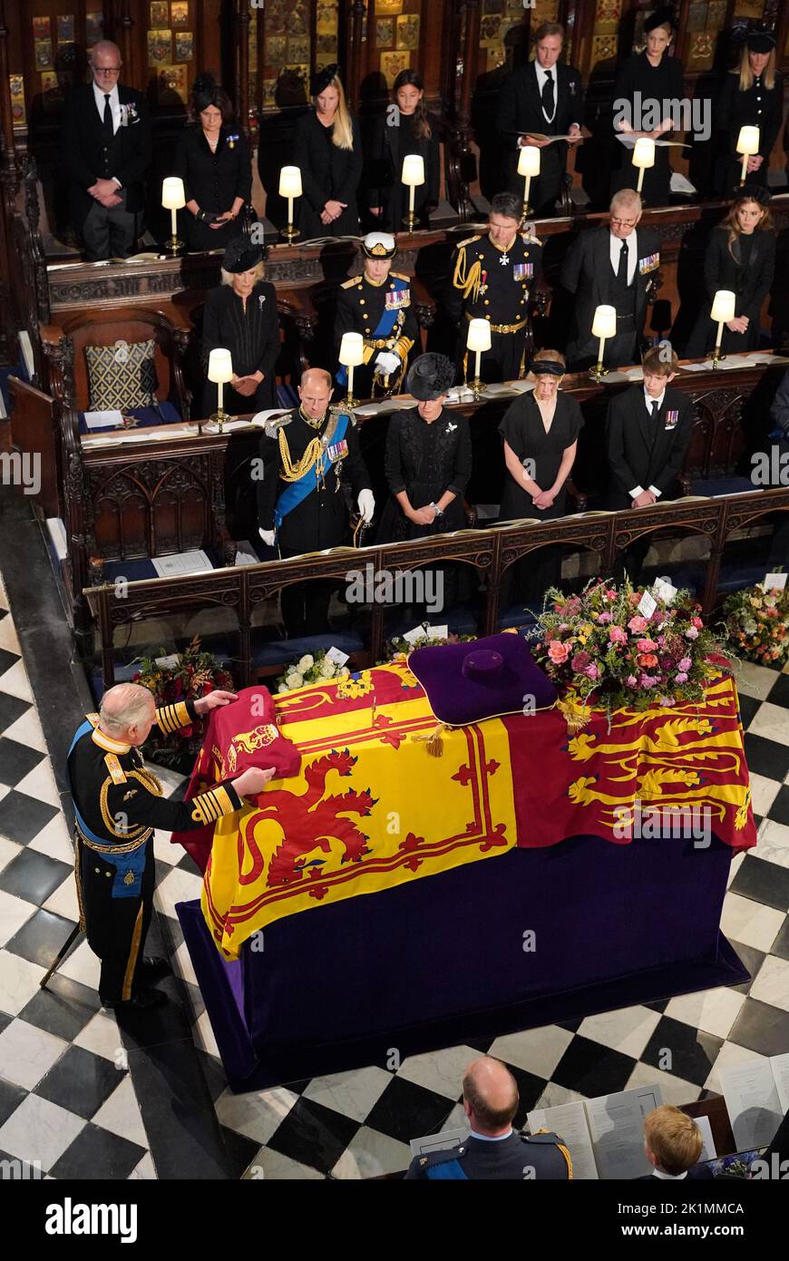 King Charles III places the the Queen's Company Camp Colour of the ...
