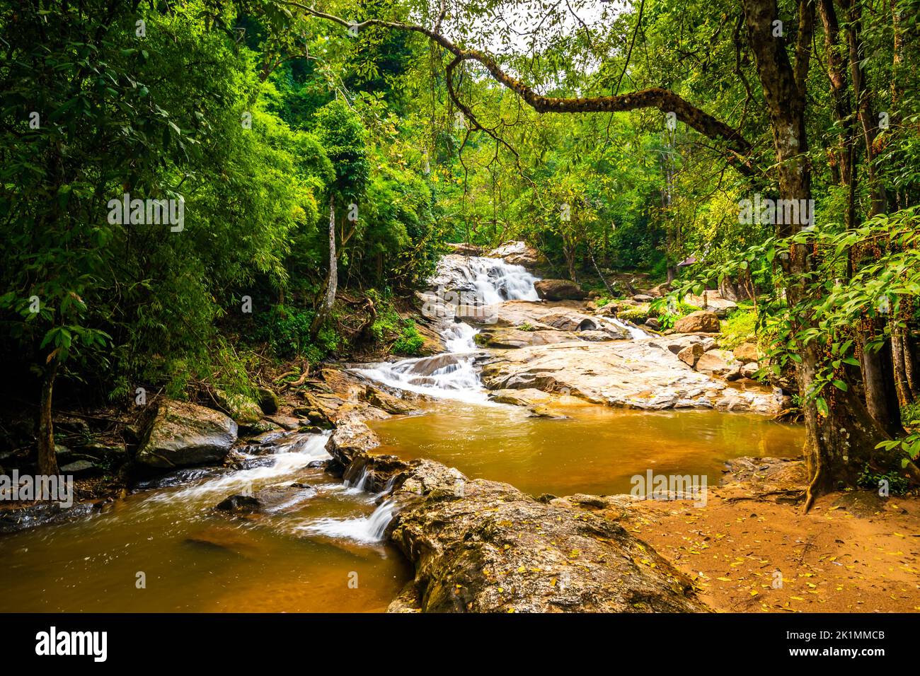 Beautiful waterfall Mae Sa, Thailand. Fresh and pure water stream is ...