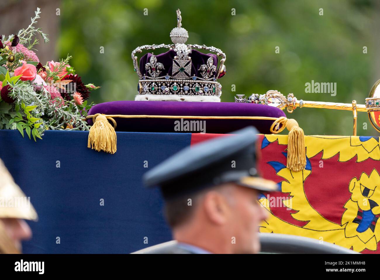 The Imperial Crown rests on the Royal Standard with the Orb and Sceptre ...