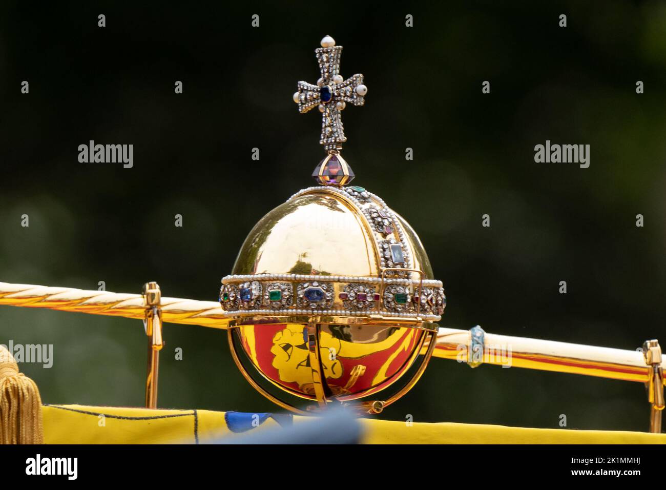 The Imperial Crown rests on the Royal Standard with the Orb and Sceptre ...