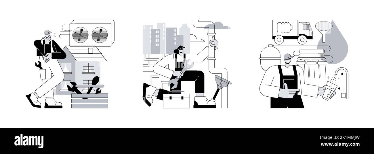 Home treatment system abstract concept vector illustration set ...