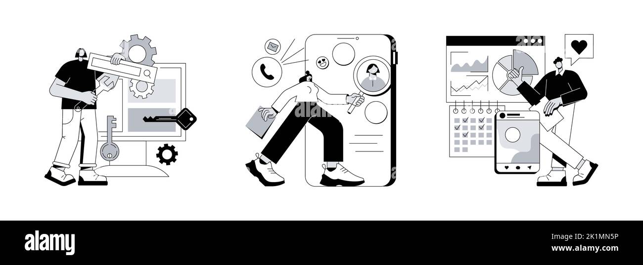 SMM strategy abstract concept vector illustration set. Content ...