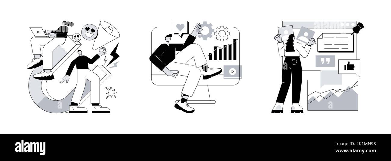 Digital marketing strategy abstract concept vector illustration set ...