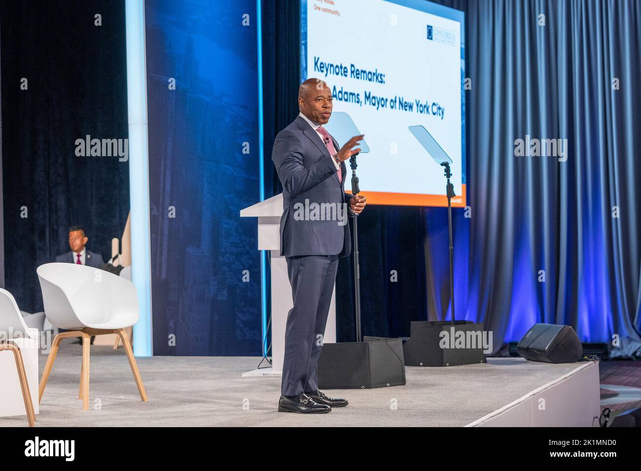 New York, New York, USA. 19th Sep, 2022. Mayor Eric Adams delivers ...